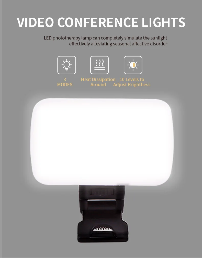 Portable Led Video Conference Lighting Kit With Battery Monitor Clip ...