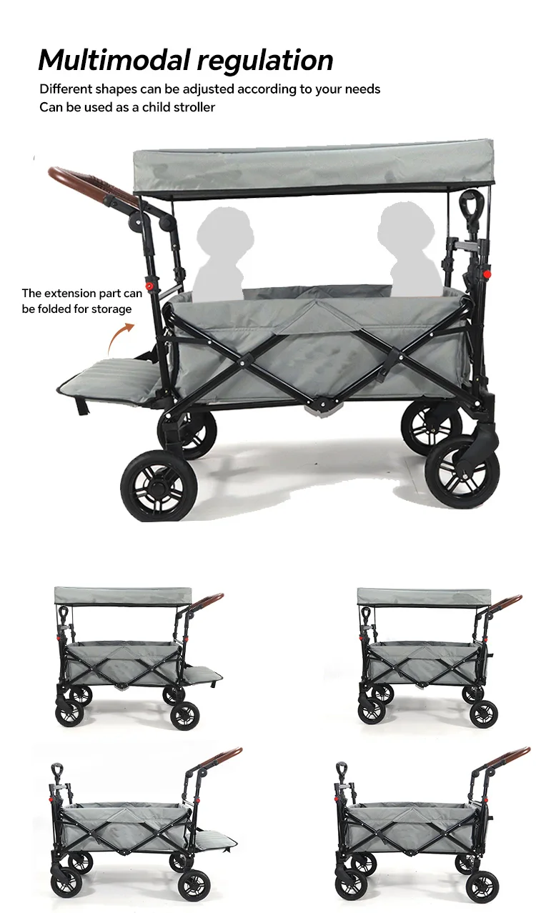 Foldable Wagons For Two Kids Cargo Collapsible Stroller With Adjustable ...