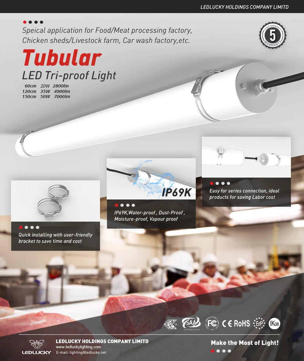 Waterproof Batten 20w 35w 50watts Ip69k Warehouse Tri Proof Stainless ...