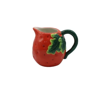 3d Red Strawberry Shaped Ceramic Milk Creamer Jar And Sugar Pot Set ...