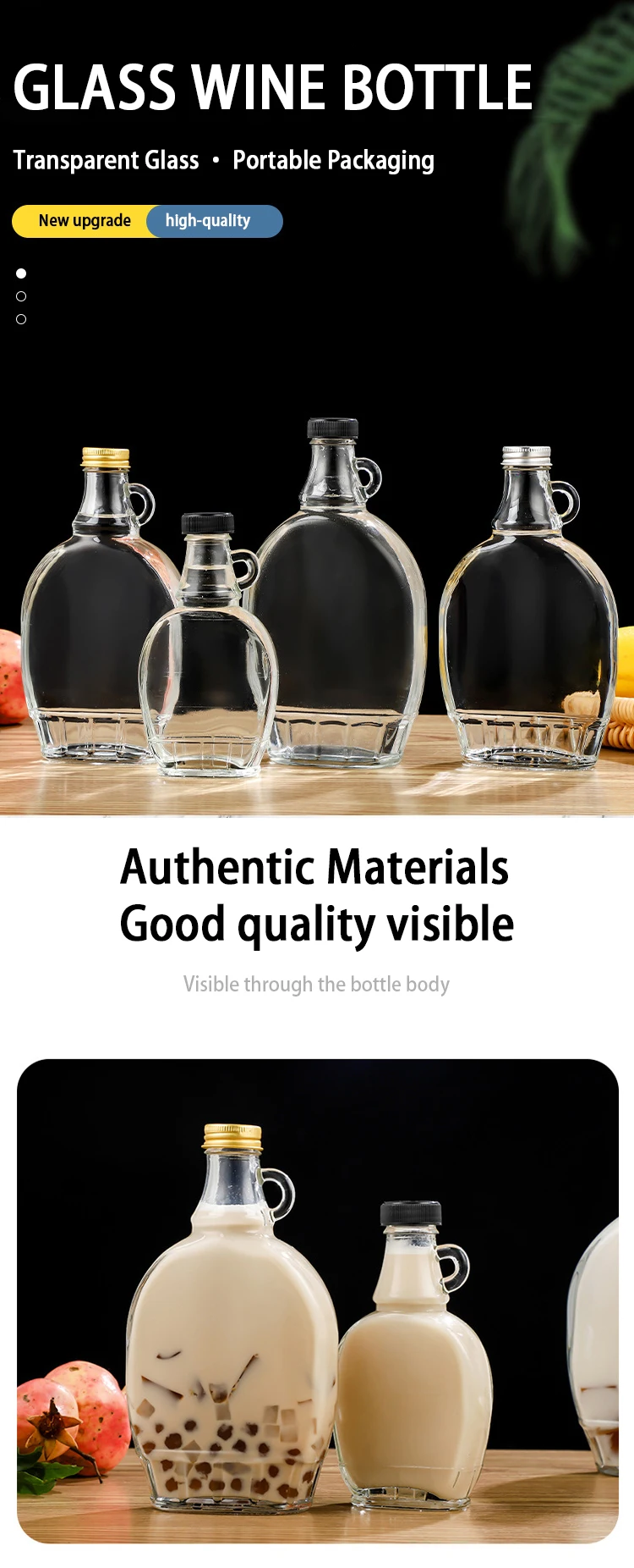 Refill Glass Drinking Bottle With Screw Lids For Wine Vodka Beverage ...