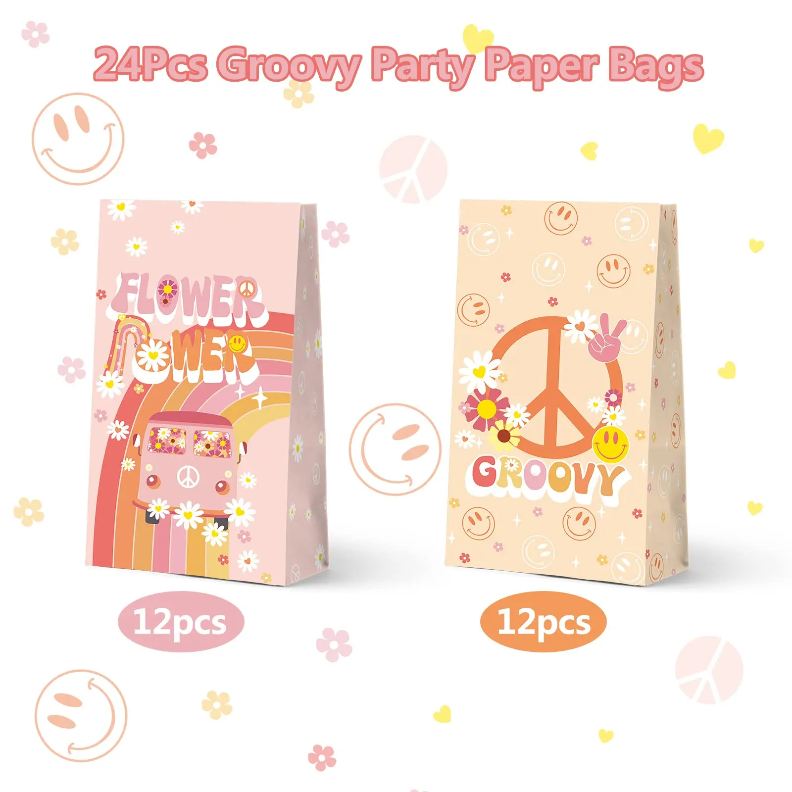 Groovy Retro Hippie Boho Party Favors Bags Groovy Treat Snacks Candy ...