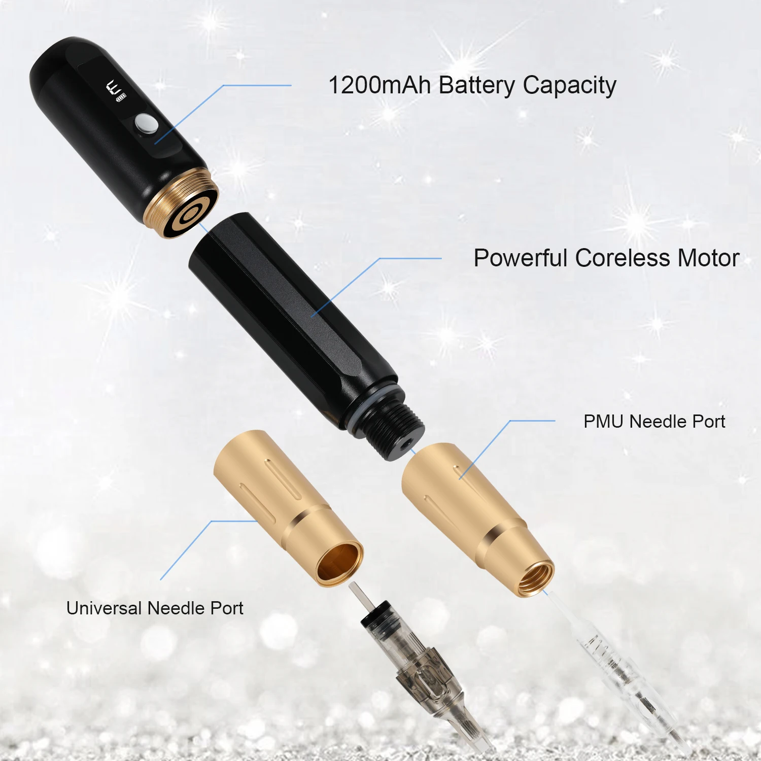 Jidragon New Double Needle Port Permanent Makeup Machine Cordless Eyebrow Tattoo Pen For ...