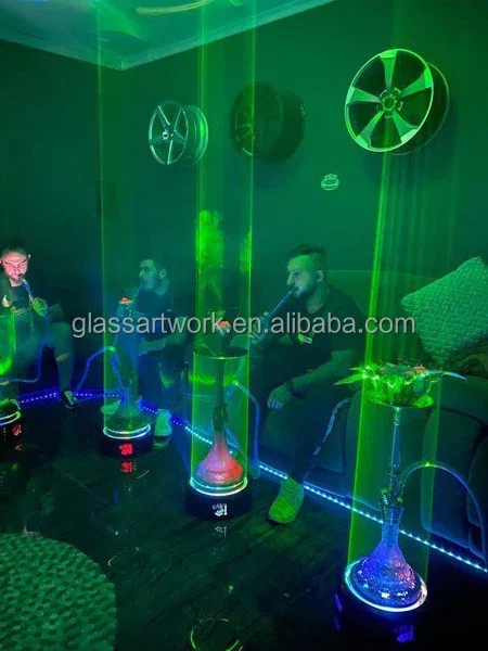 2024 New Design Custom logo Led Hookah Shisha Base with Laser Lounge ...