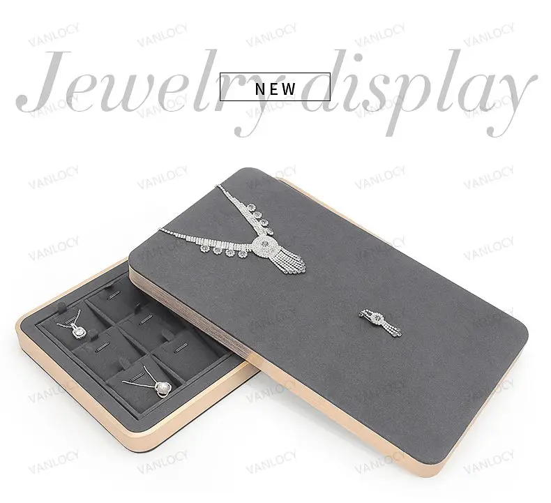 Custom Grey Luxury Metal Microfibert Jewelry Display Props