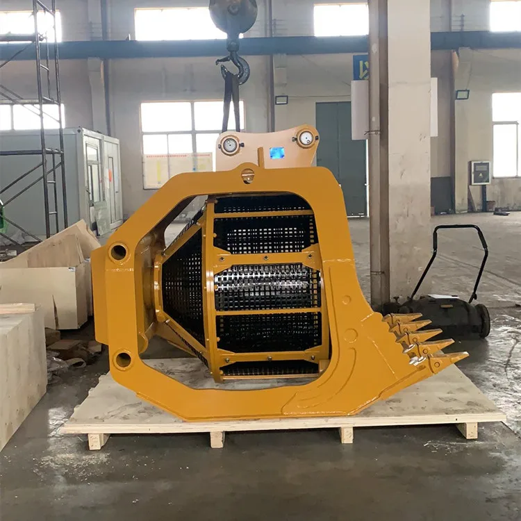 excavator rotary screen bucket for sifting and sorting rock and debris ...