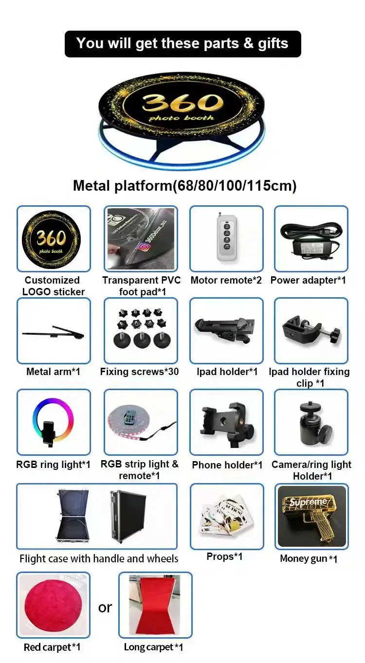 Romans 2022 New Tempered Glass Led 360 Degree Photo Booth Portable Rgb ...