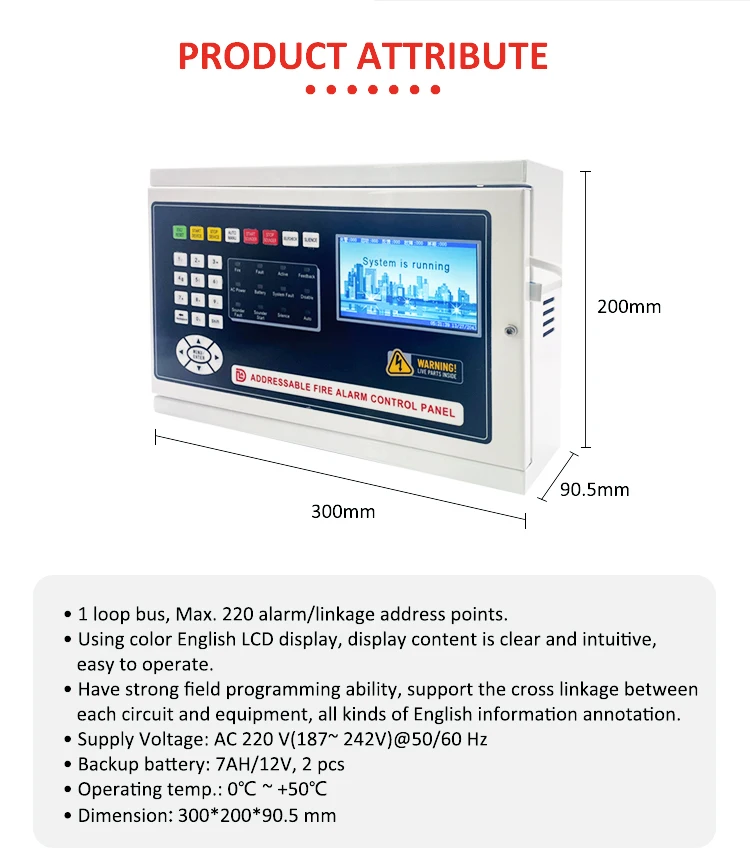 1 Loop Addressable Fire Alarm Control Panel With Lcd Display Fire Alarm ...