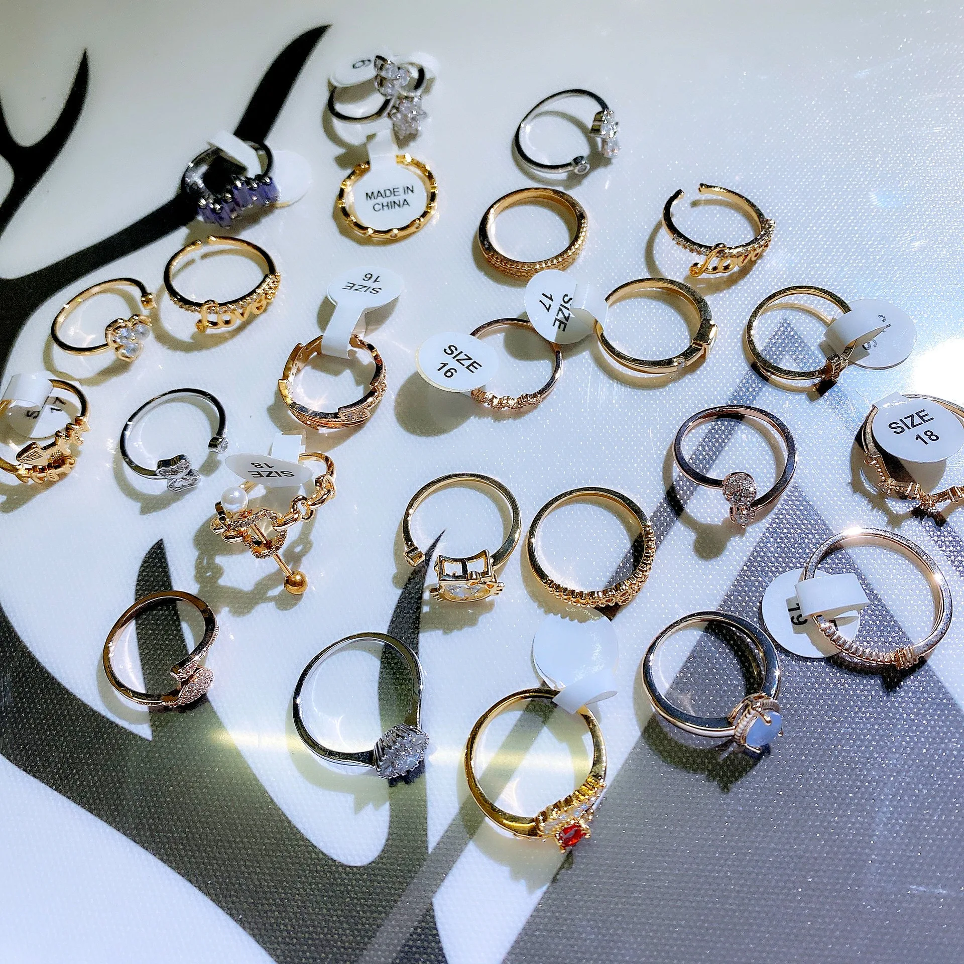Luxury Ins Korean Mix Design Engagement Rings with Rhinestones