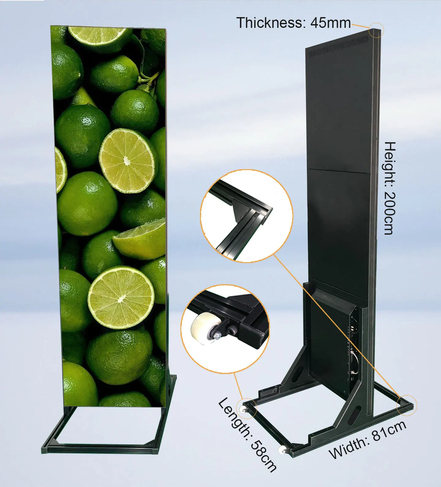 P3 576x1920mm large ad sign indoor floor stand led poster wall display ...