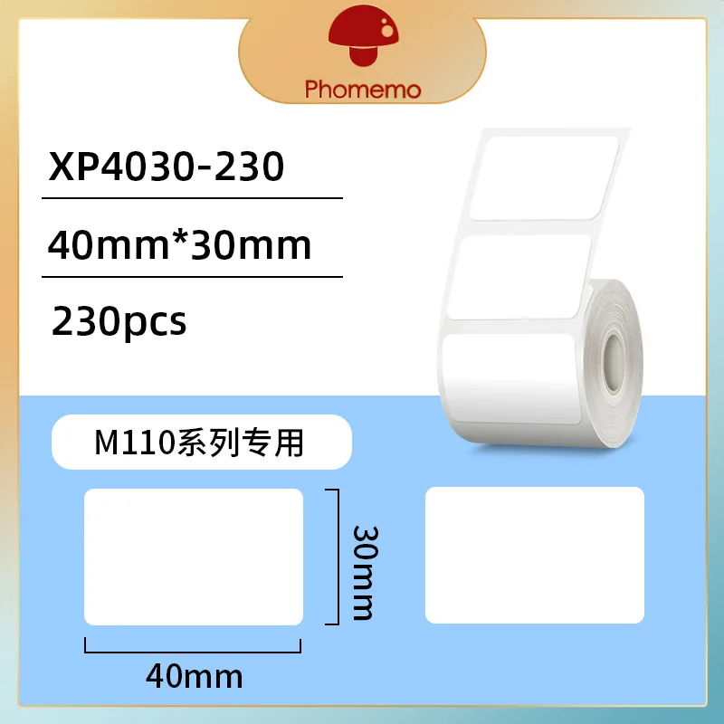 Transparent Round Label Phomemo M110 White Square Self-Adhesive Thermal ...