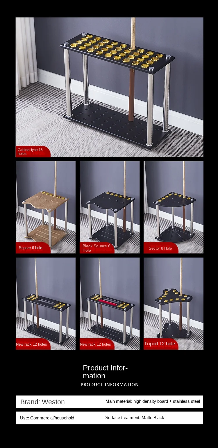 Wooden Cabinet Type Billiard Cue Sticks 12 Pool Cue Stand with Floor ...