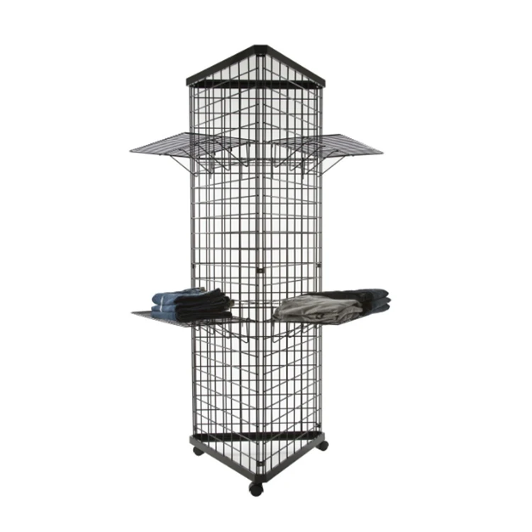 2' X 6' Triangle Wire Slatwall Panel Tower with Base and Casters, Wire ...
