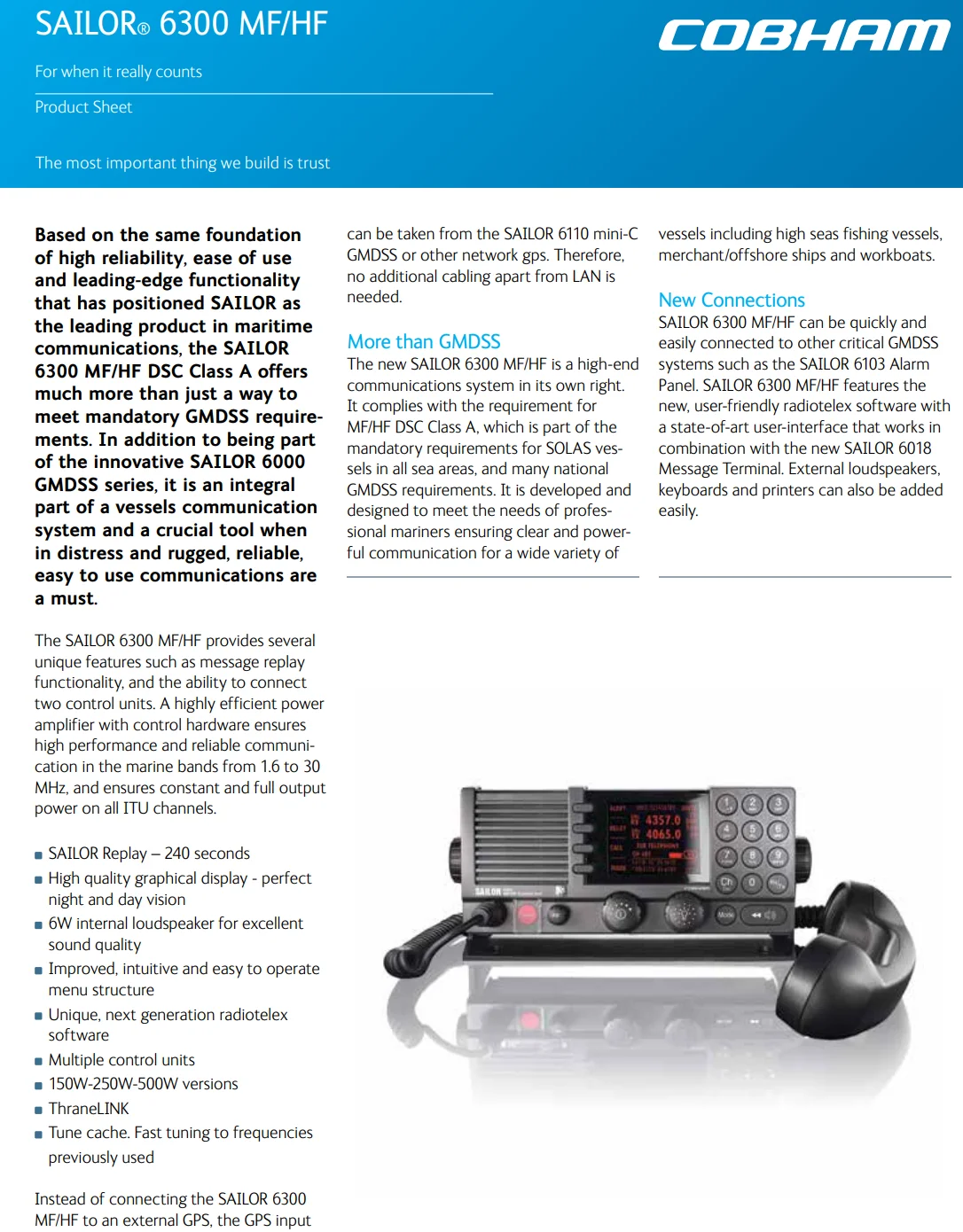 Imo Gmdss Cobham Sailor 6320 Class a Dsc 250w Mf/hf Ssb Radiotelephone ...