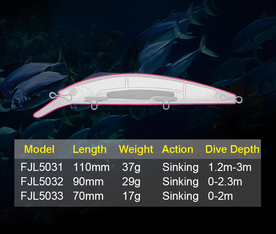 FJORD Heavy Minnow Lures - Durable, Sinking Fishing Bait
