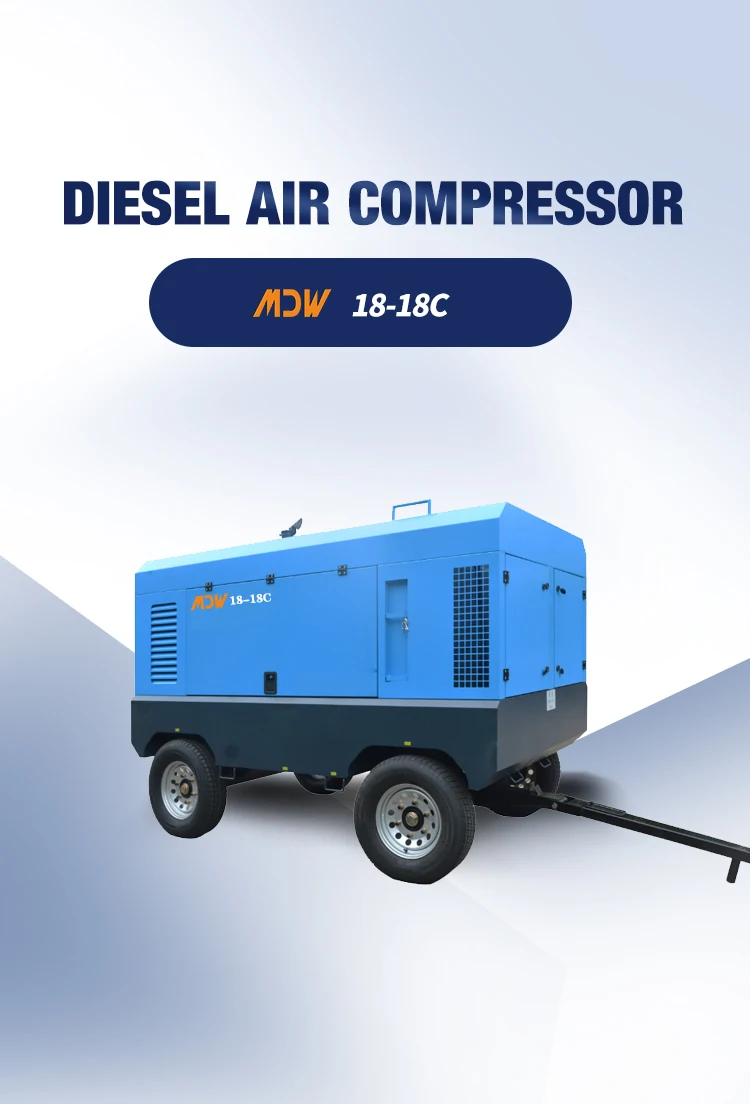 Compact Flexible 650cfm Diesel Engine Screw Air Compressor Mdw18-18c ...