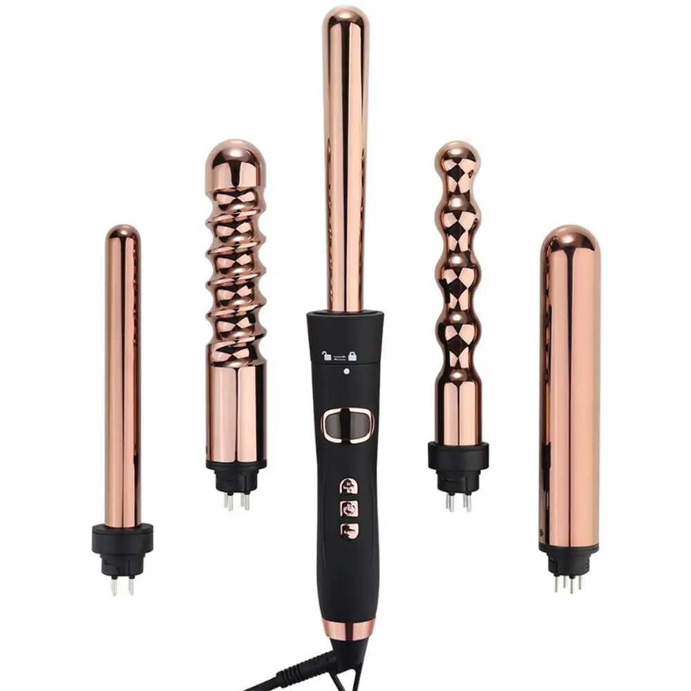 Interchangeable 5-in-1 Hair Curler Iron Rod Suit Hair Curler Roller ...