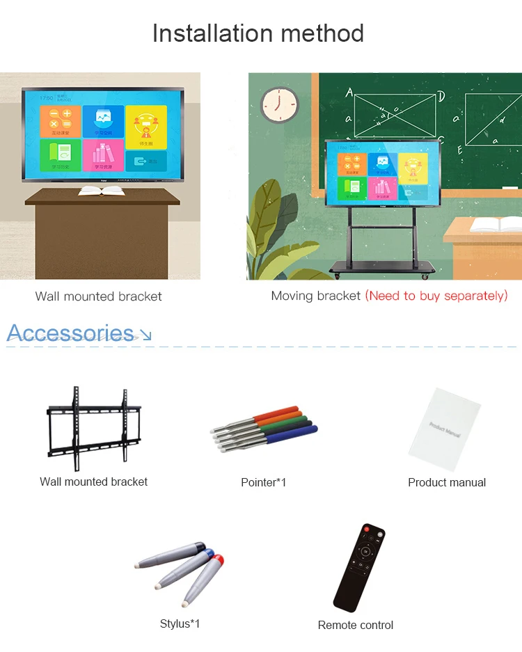 Smart Board Touch Screen Smart Display Interactive Whiteboard 65 Inch ...
