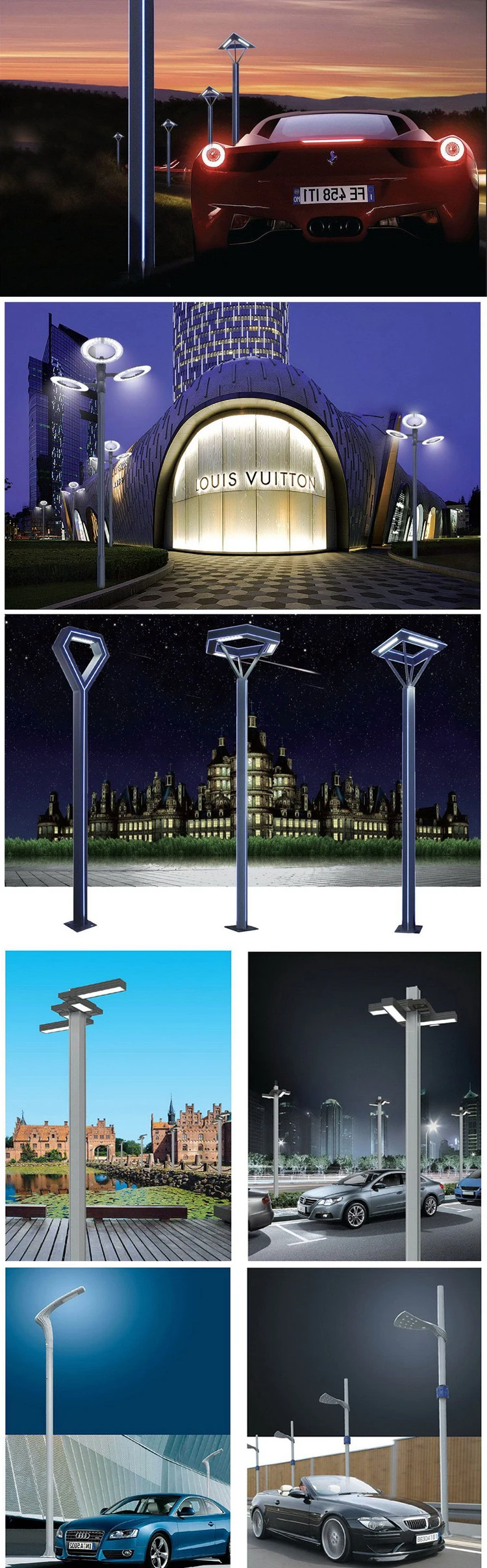Modern Outdoor 3m 4m 6m Garden Pole Top Light Waterproof Aluminum Led Landscape Street Post Pole ...