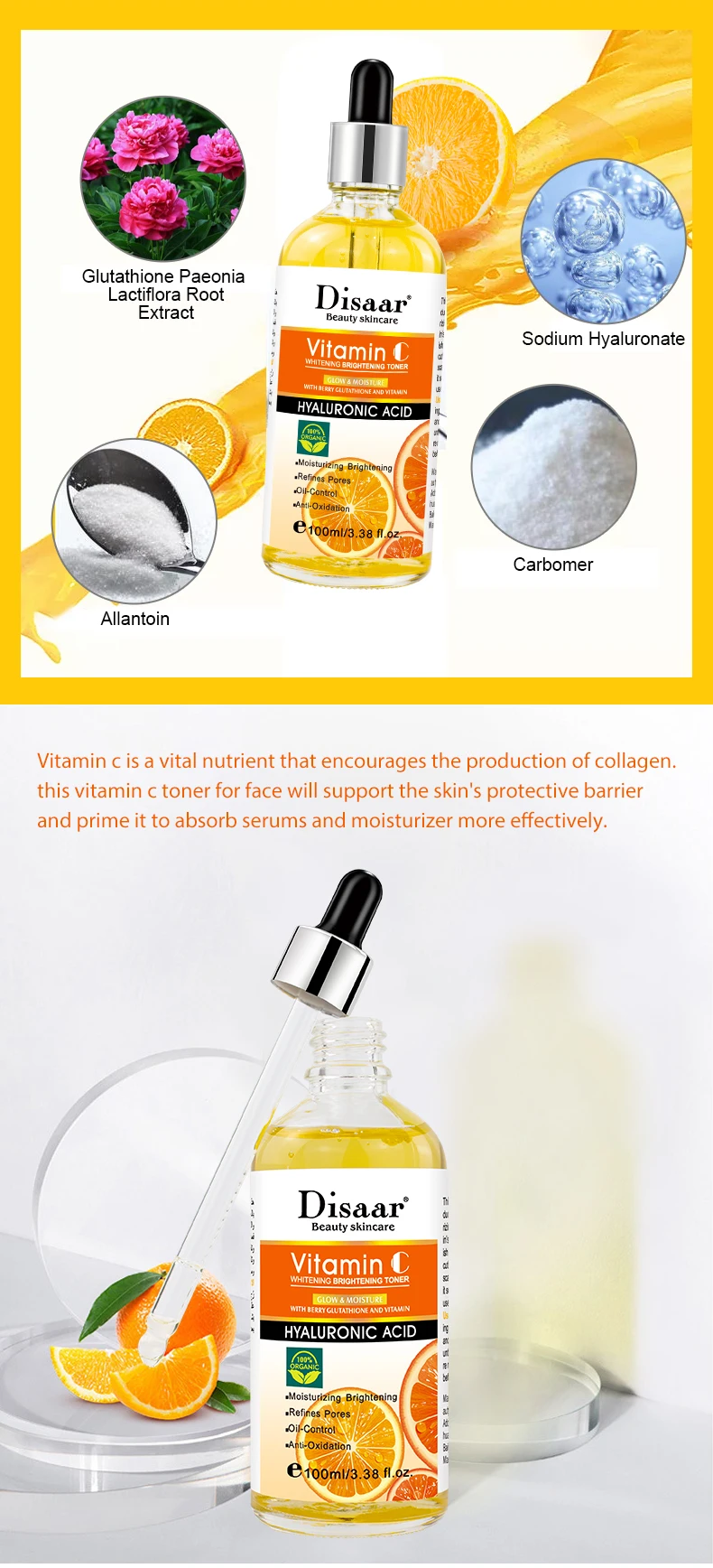 Dissar Organic 100% Vitamin C Face Toner & Body Lotion