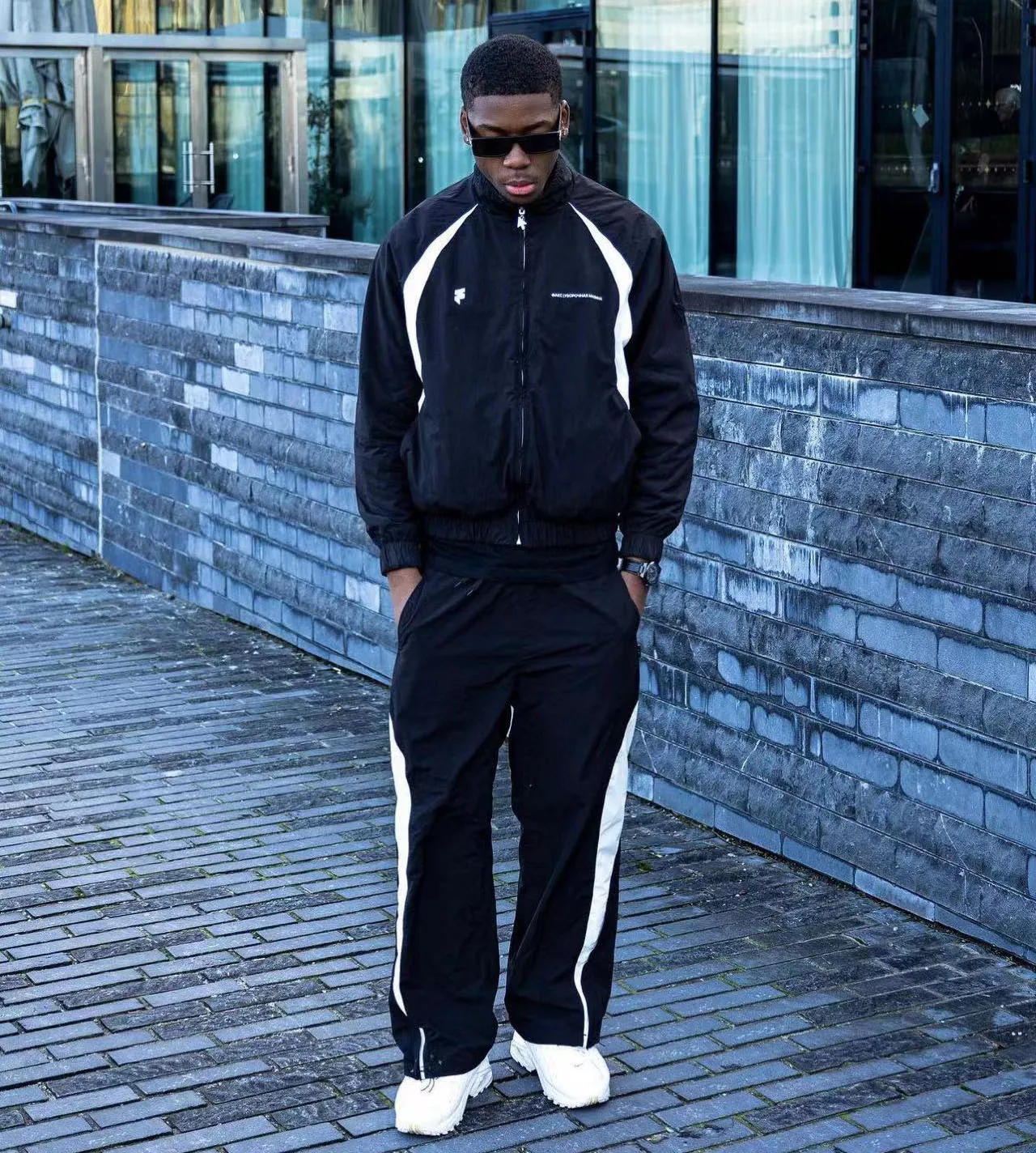 Men's Polyester Tracksuits - Patchwork Zip up Nylon