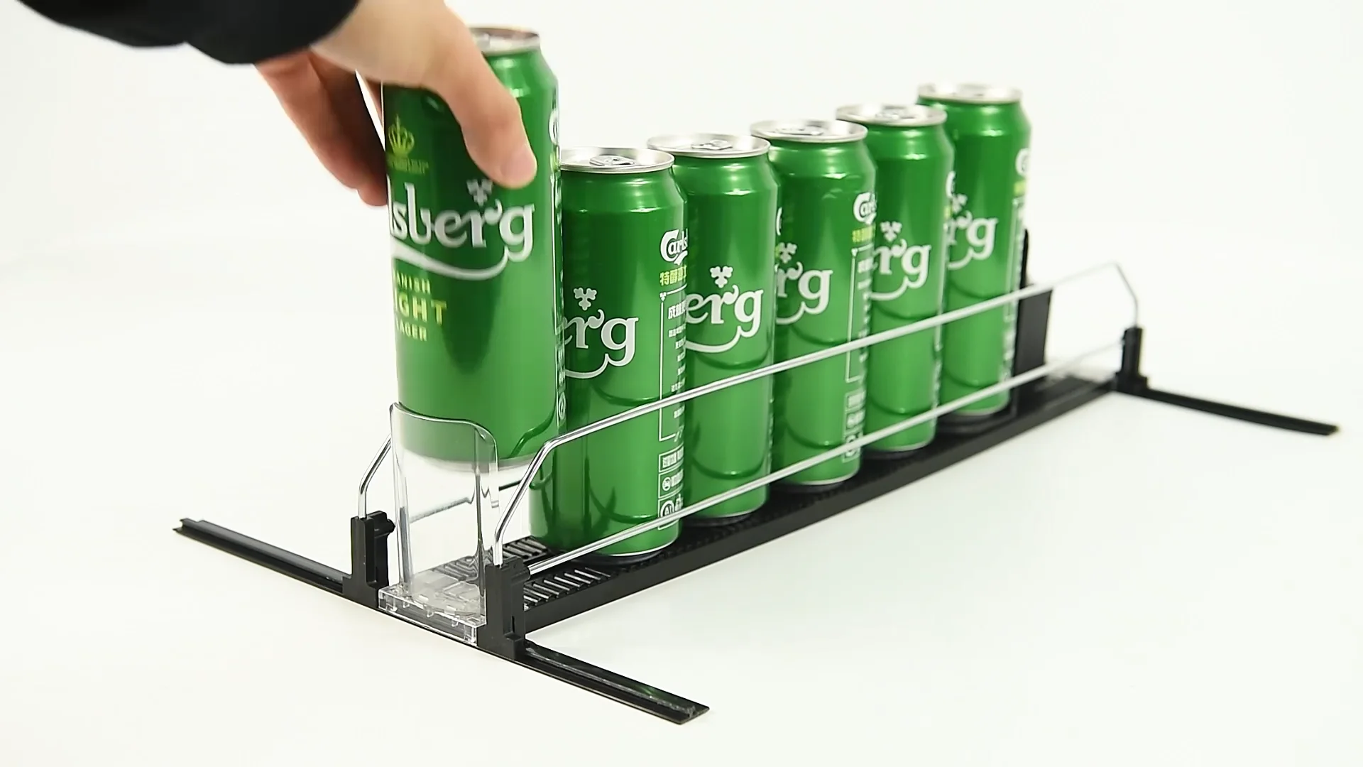 Auto Feed Adjustable Fridge Plastic Shelves Spring Loaded Bottle ...