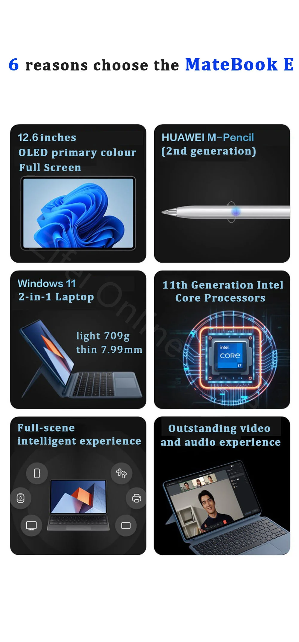 HUAWEI MateBook E 2022 2-In-1 Laptop, Intel Core i5/i7, 16GB RAM, 512GB SSD, 12.6" OLED ...