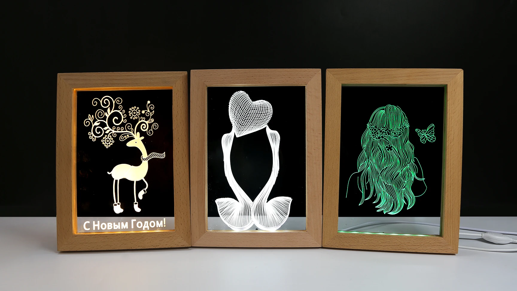 Home Decor Wood Photo Frame 3d Acrylic Led Night Light For Kids - Buy ...