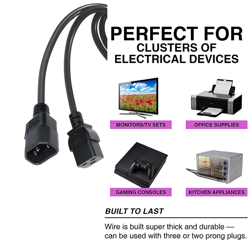 H05vvf 3X0.75Mm Cable Iec C14 Ac Vde Panel Mount Female Plug C19 Power ...