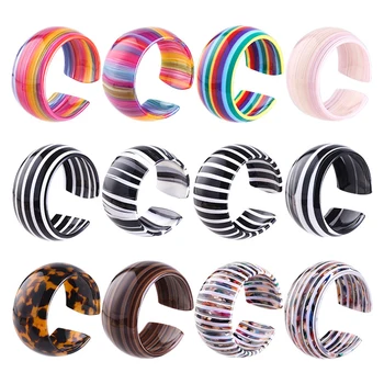 Simple Multicolor Resin C- Shaped Bracelet Women's Fashion Candy Color ...