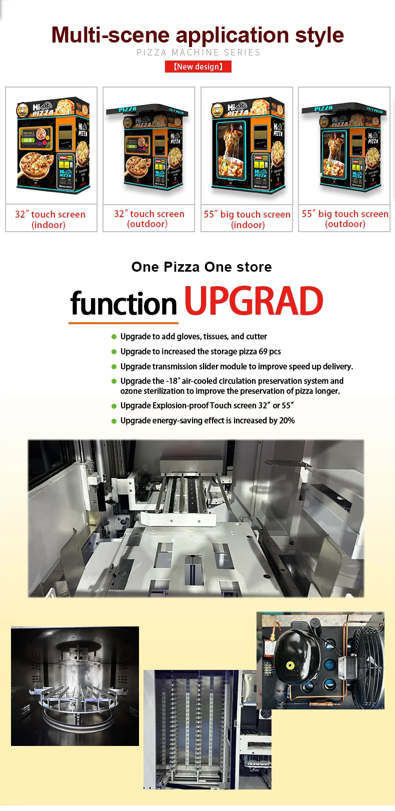 2022 Smart Touch Screen Pizza Vending Machine for Sale