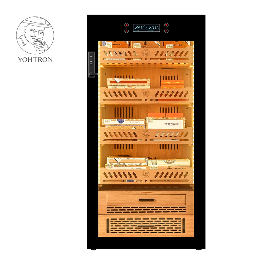 YOHTRON Cigar Humidor Cabinet - Adjustable Temperature & Humidity