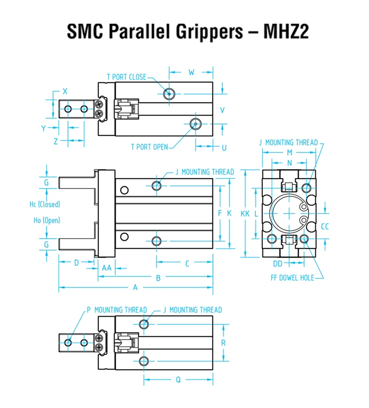 SMC Pneumatic Gripper - MHZ2-16D Small Parallel Fixture