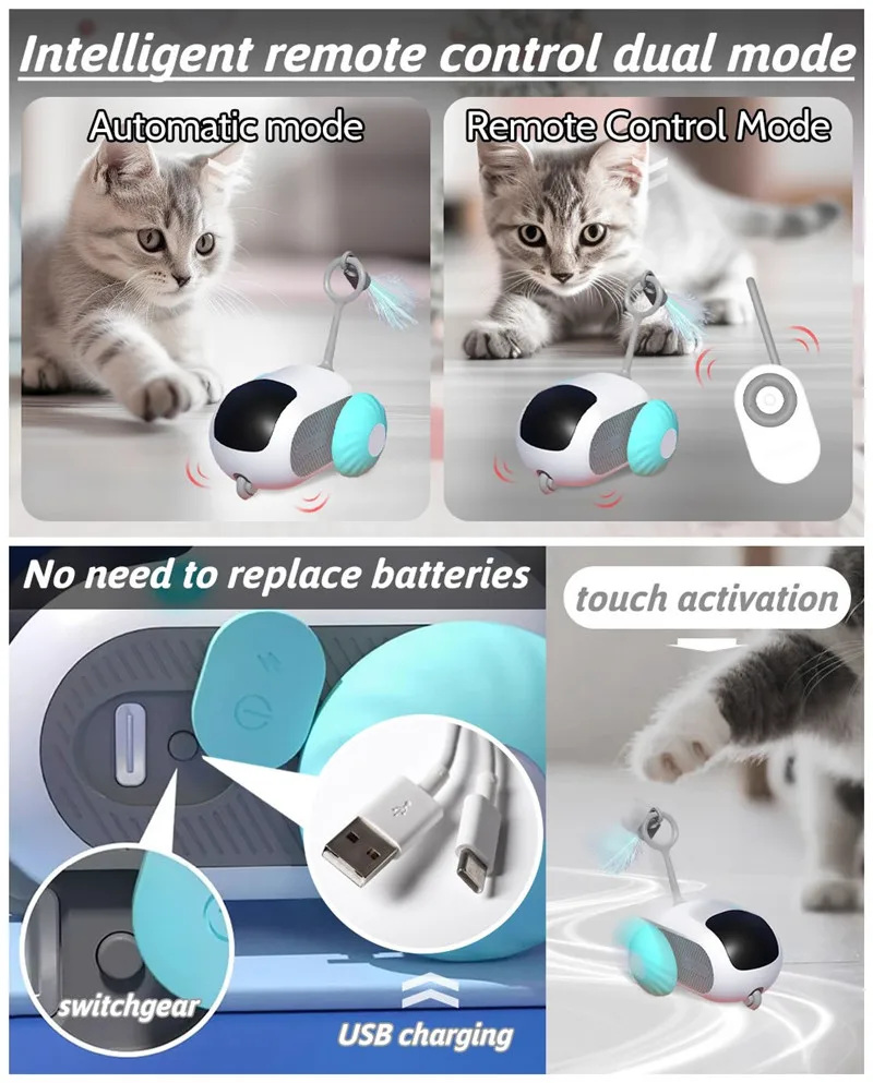 Smart Electric Remote Control Cat Toy Car Interactive Pet Car Toys ...