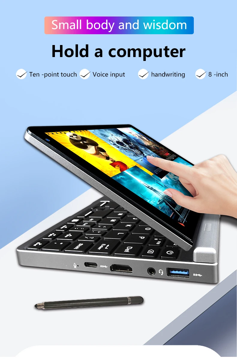 Mini 8 Inch Laptop with 360 Degree Rotary Touch Screen