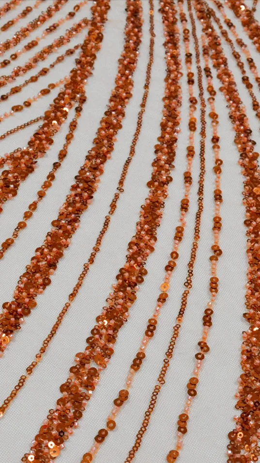 Latest Burnt Orange Heavy Handmade Bead Embroidery Luxury Bridal Lace ...