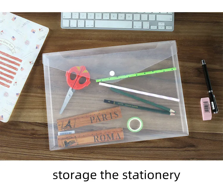 A5 Custom Made Clear Document Bag With Snaps Buttons Pvc File Envelope ...
