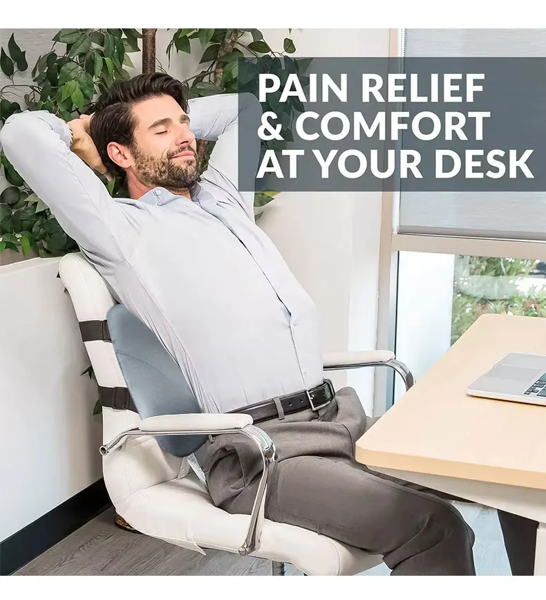 Car Ergonomic Lumbar Cervical Spine Support Massage Memory Foam Pillow ...