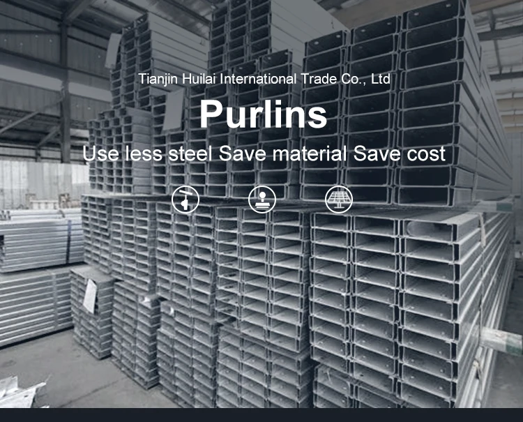 Galvanized Steel Slotted Hat Channel Purlin For Solar Support Structure ...