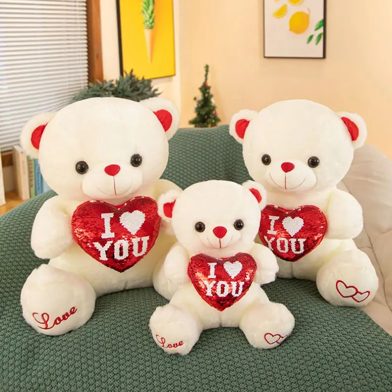 Hot Custom Plush Teddy Bear Heart-Shaped 'I Love You' Stuffed Animal ...