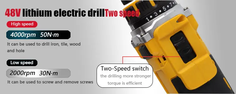 High Quality 20v Cordless Power Wireless Drill Electric Drill Machine ...