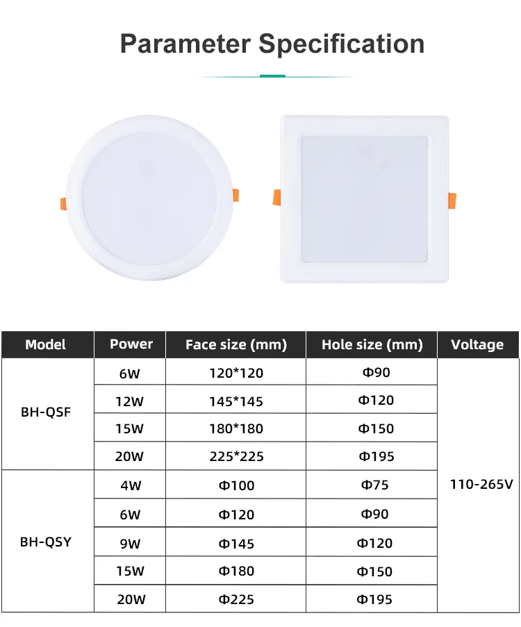 Commercial Recessed Flat Panel Light 4w 6w 9w 15w 20w Energy Saving Led ...