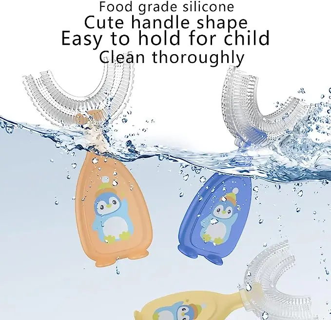 Soft U Shaped Toothbrush 360 Degree Infant Teether Baby Toothbrush For ...