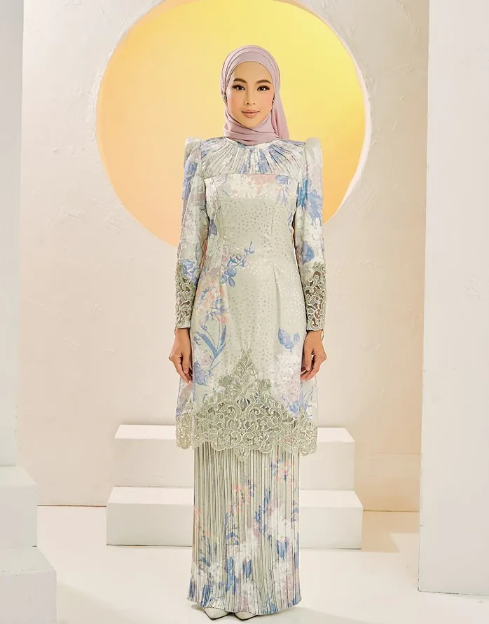 Sipo Eid New Design Floral Border Checkered Baju Kurung Women Muslim ...