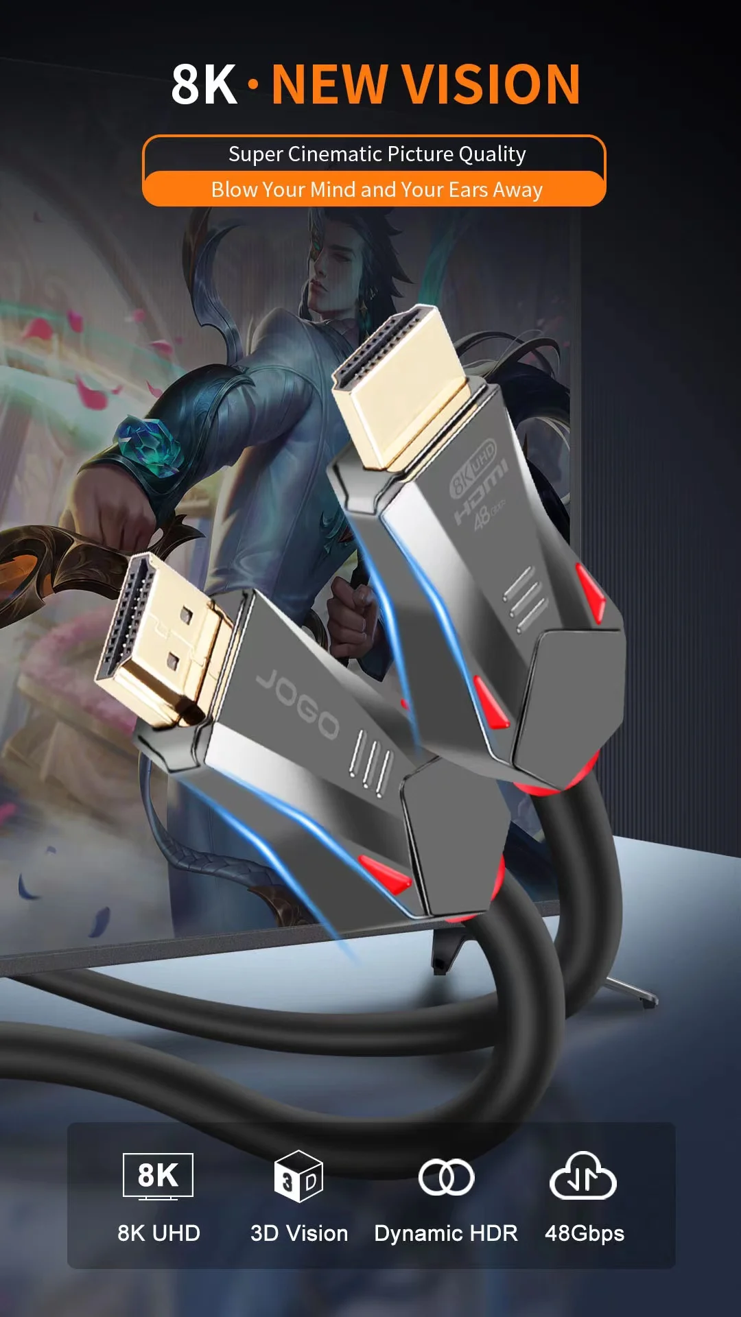 Certified 8k Hdmi 2.1 Cable Version Ultra High Speed 48gbps Hdmi Cable 4k 8k 60hz 120hz ...