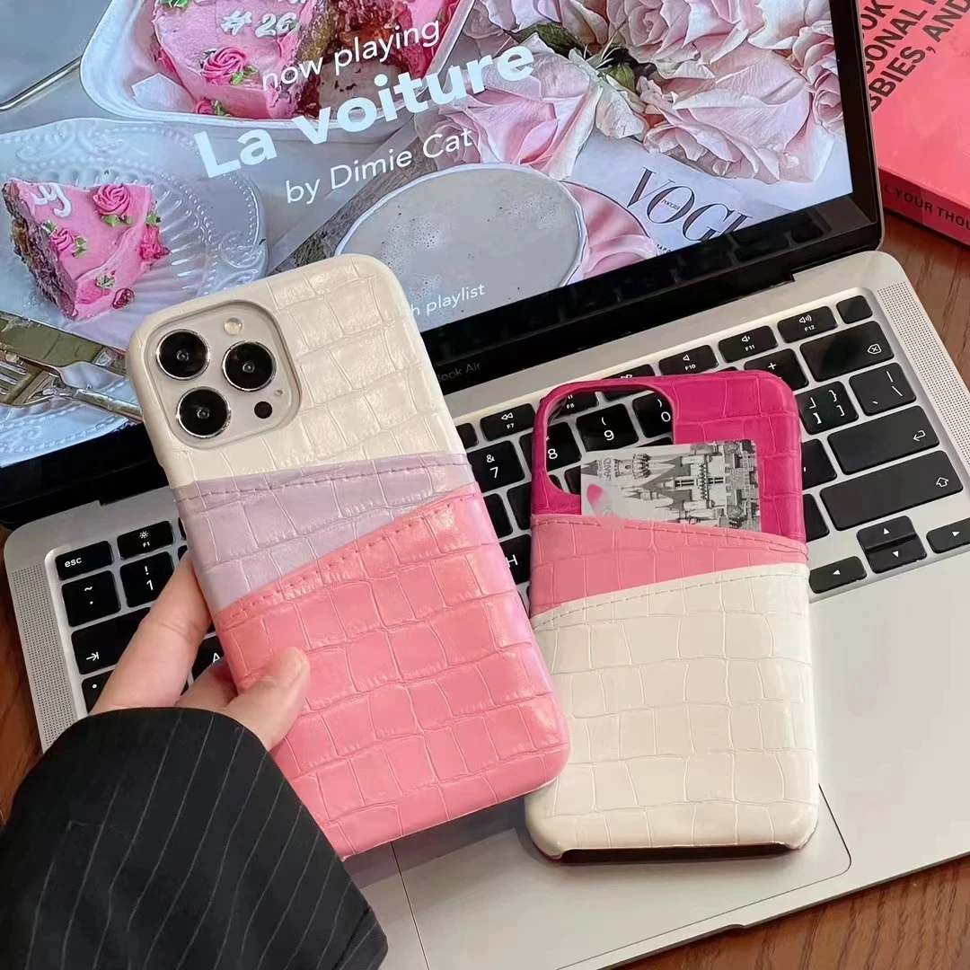 Luxury New Pu Leather Splice Color Designer Phone Cover Apple Mobile ...