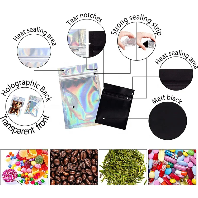 Custom Print Mylar Pouch Flat Small Sachet Tablets Capsule Pills ...