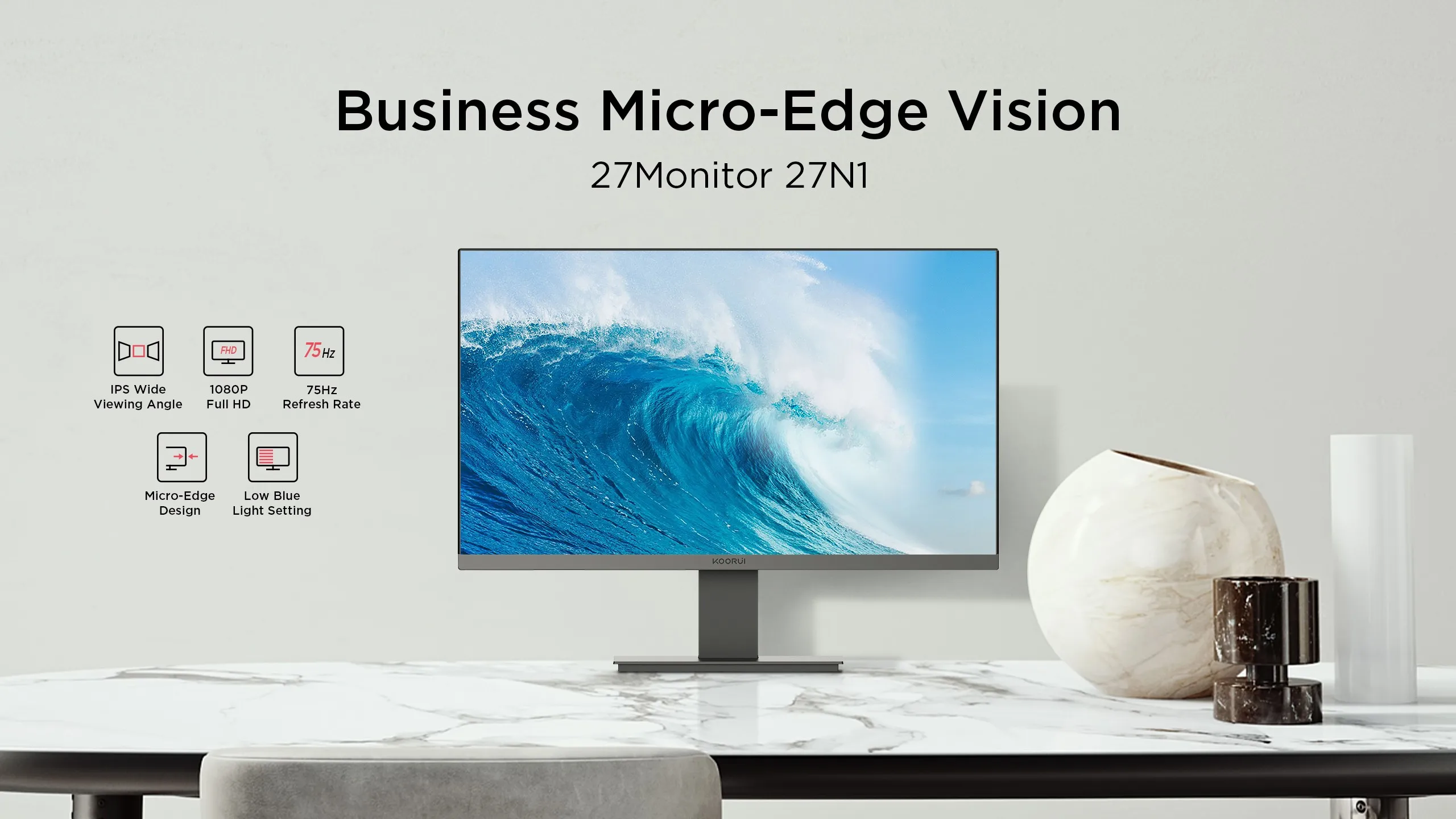 KOORUI 27-Inch Business LCD Monitor - 144Hz Refresh Rate, 1920x1080 ...