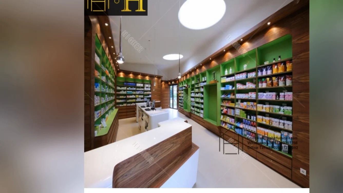 Modern Pharmacy Medical Counter Interior Decoration Pharmacy Shelves ...