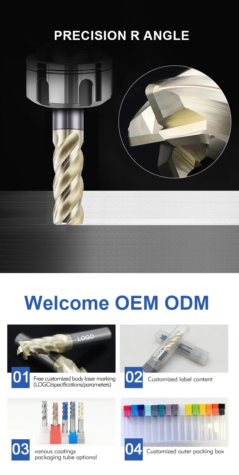 Round Nose Milling Cutter Corner Radius End Mill U-slot 4 Four-edge ...